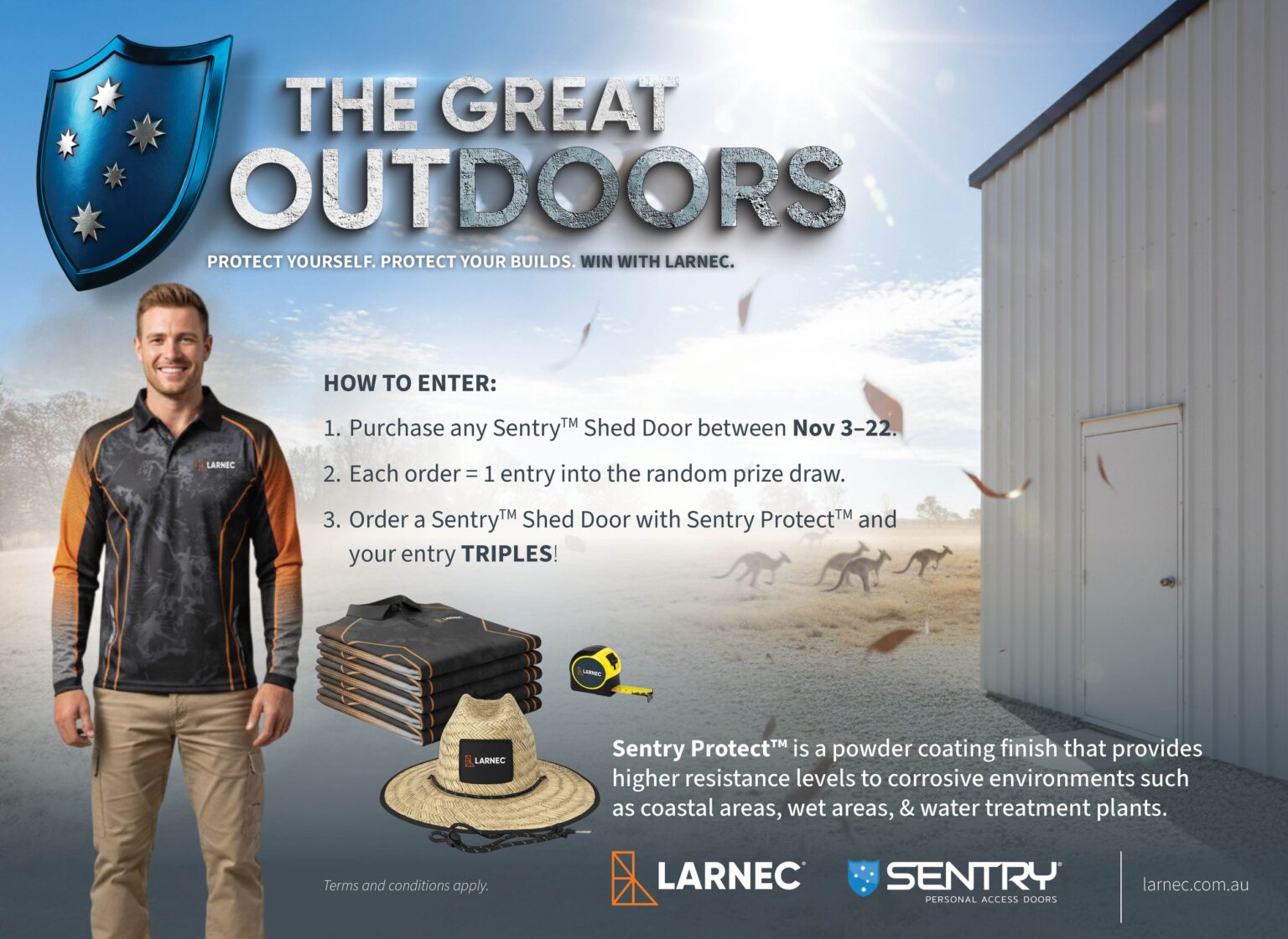 The Great Outdoors Promo | Win 1 of 30 Merch Packs | Sentry Shed Doors
